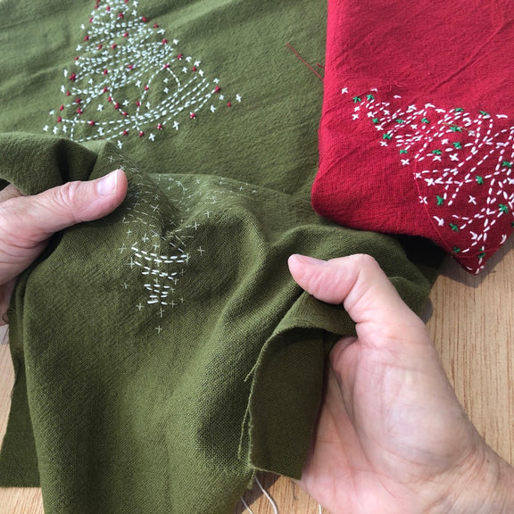 Sashiko Christmas Tree Panel Kit Green by BeBe Bold – Stitchers' Corner ...