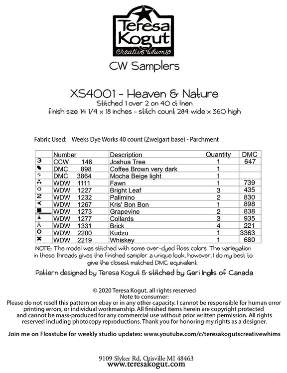 Heaven & Nature by Teresa Kogut XS4001 – Stitchers' Corner Australia